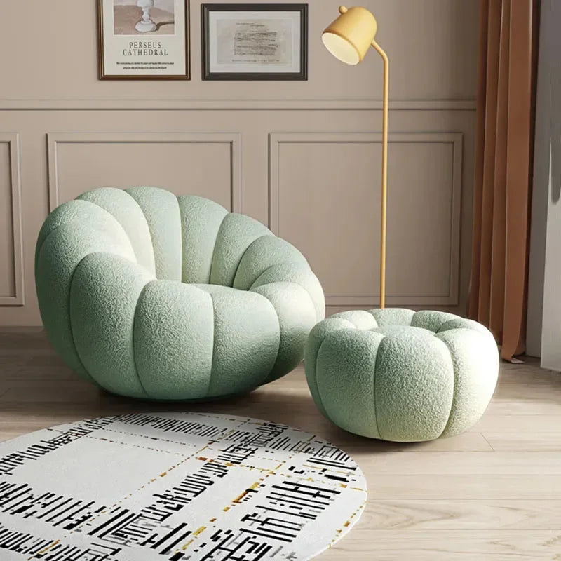 Round Swivel Bubble Chair with Stool